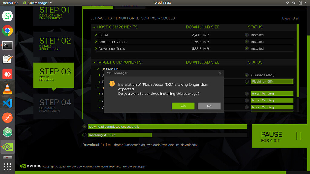 Installation of flash jetson tx2 is taking longer than expected on jetpack 4.6.4 - Jetson TX2 ...