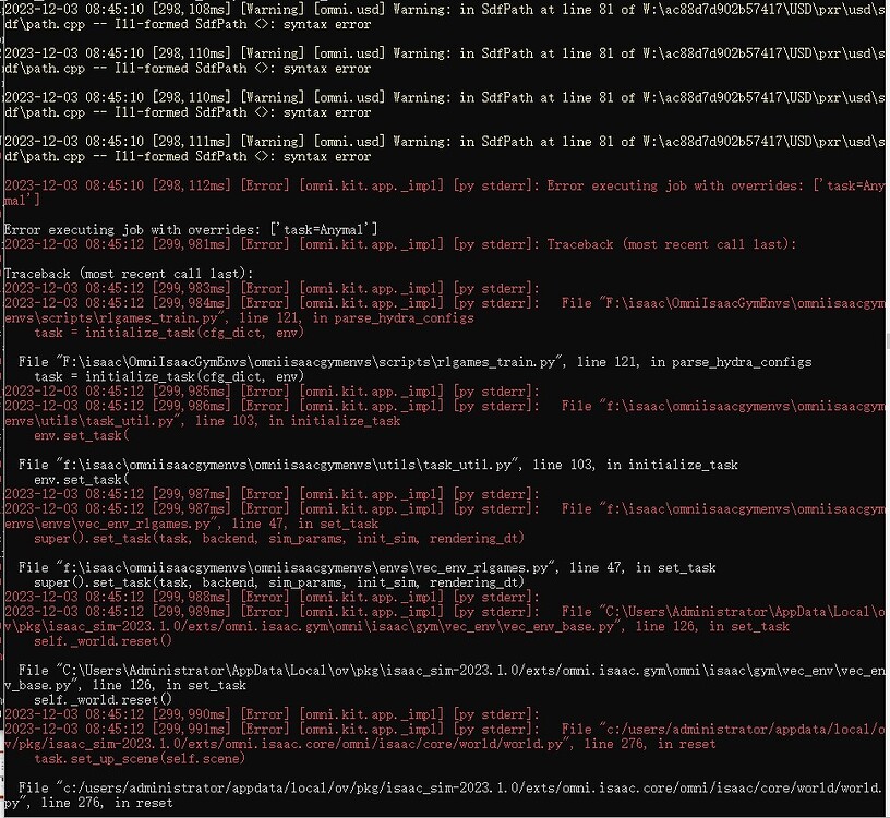 An error occurred while running the Anymal project in reinforcement ... An error occurred while running the Anymal project in reinforcement ...