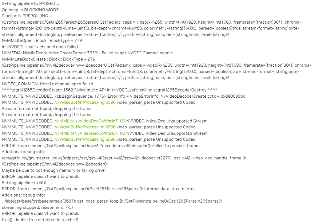 Why 1 Of The Streams Is Terminated When Initiating 9 Deepstream Pipelines In Parallel In Jetpack
