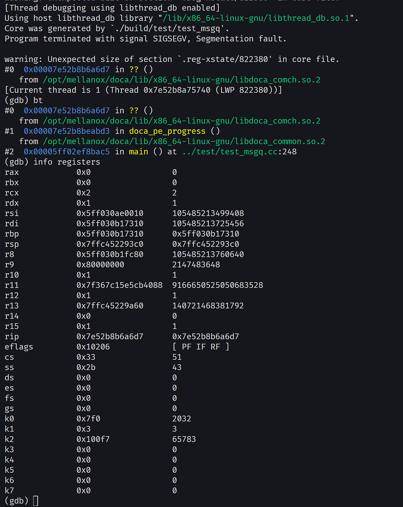 Segmentation Fault in doca_pe_progress - Infrastructure Management - NVIDIA Developer Forums