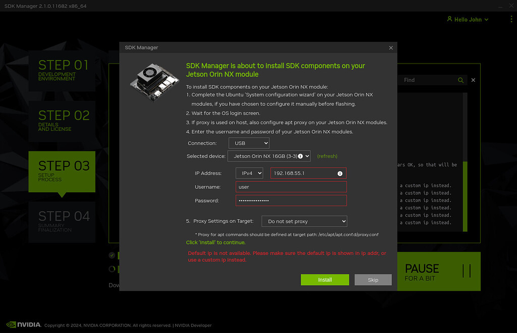 Install SDK componentsr, IP needed when flashing over USB? - Jetson Orin NX - NVIDIA Developer ...