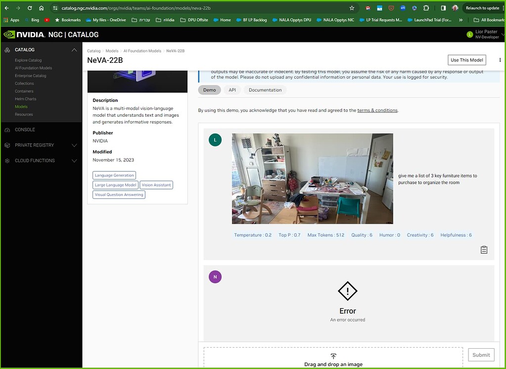 Neva 22b Error Ai Foundation Models And Endpoints Nvidia Developer Forums 