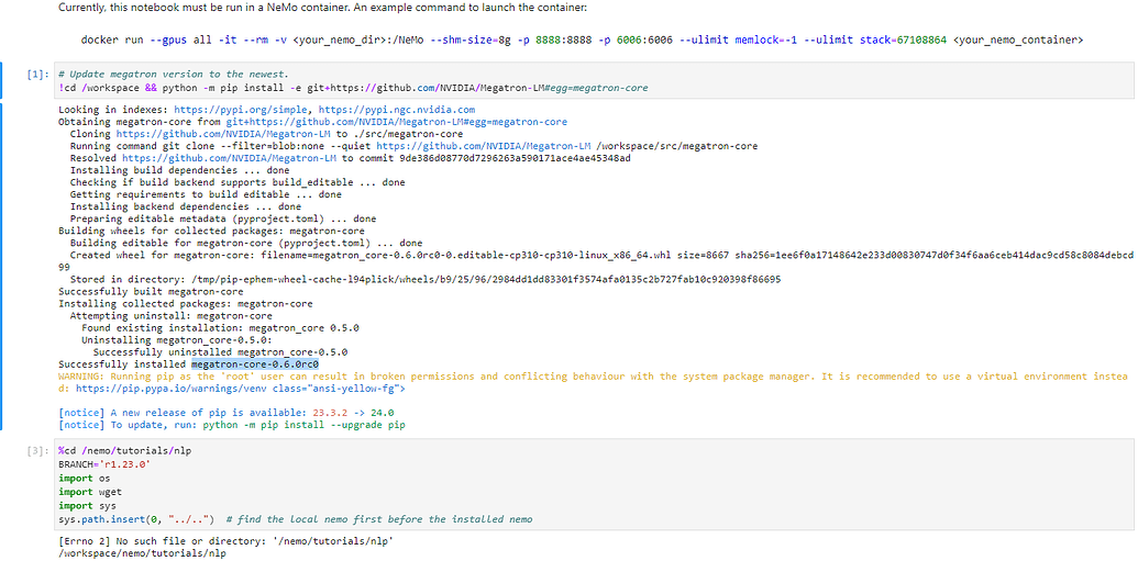 NeMo Tutorial ModuleNotFoundError: No module named 'megatron.core' - AI ... NeMo Tutorial ModuleNotFoundError: No module named 'megatron.core' - AI ...