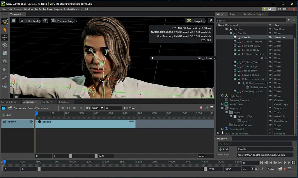 Can I use stage recorder to export a2f? - Audio2Face (closed) - NVIDIA Developer Forums