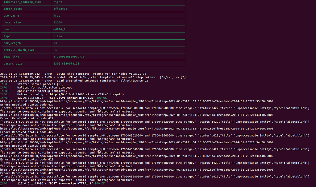 VLM Summarization and AINVR Emdx Analytics Error - Metropolis Microservices for Jetson - NVIDIA ...