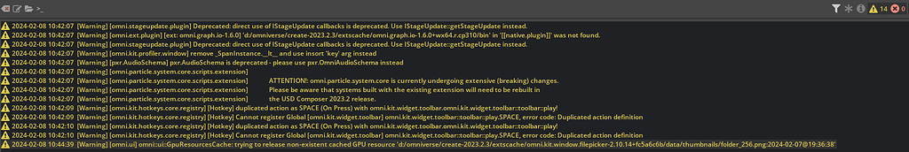 Multiple warnings when starting USD Composer - Samples & Examples - NVIDIA Developer Forums