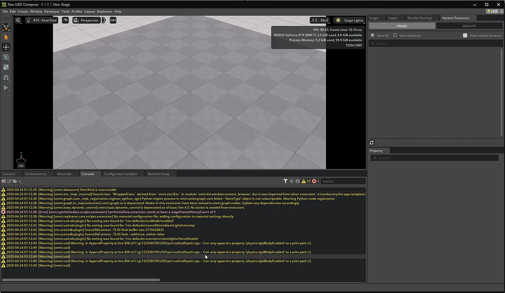 Collected materials crash composer - Omniverse Technical Support - NVIDIA Developer Forums