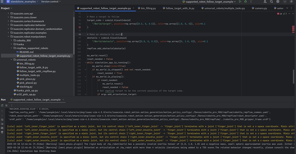 The supported_robot_follow_target_example has an error - Isaac Sim - NVIDIA Developer Forums