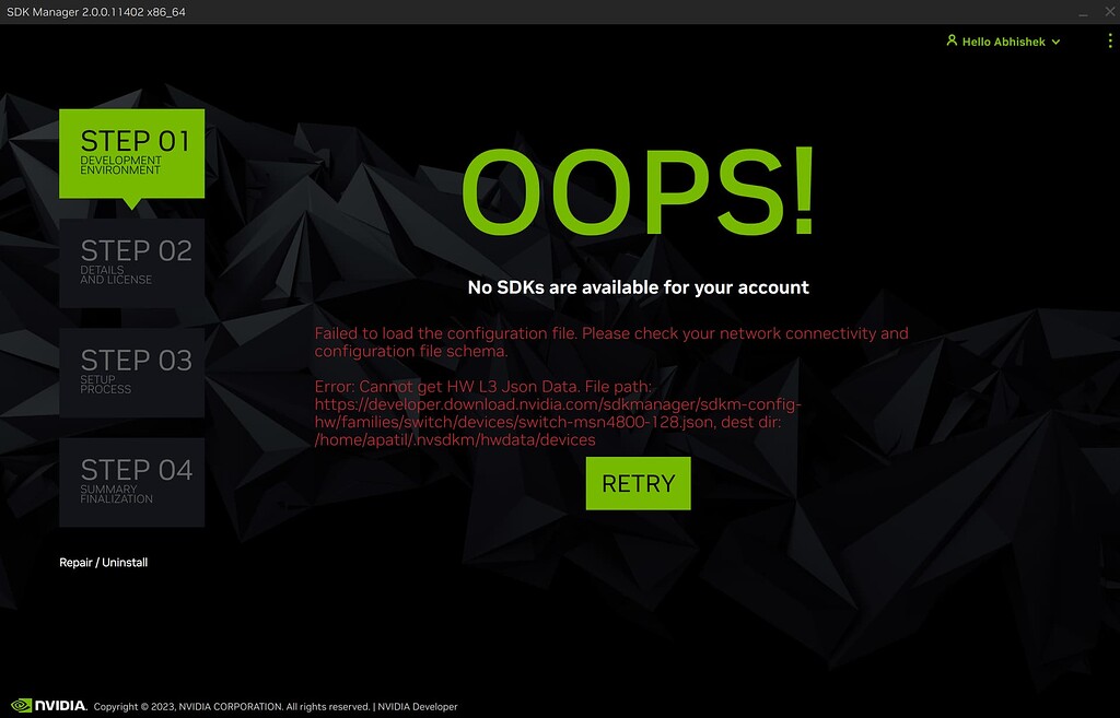 SDK Manager - Failed to get configuration file from server - Jetson AGX Orin - NVIDIA Developer ...
