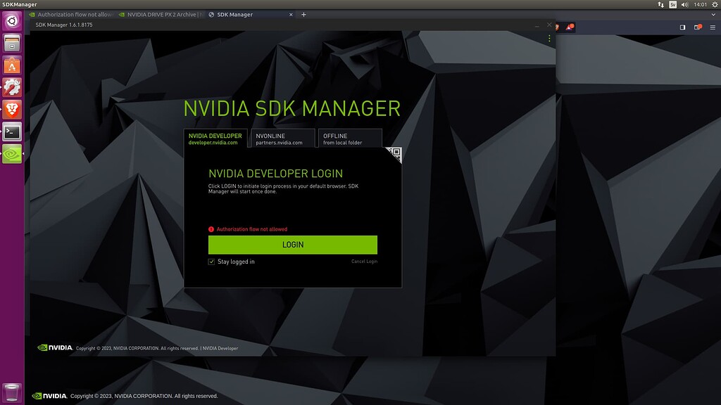Sdkmanager Authorization flow not allowed - DRIVE - Linux - NVIDIA Developer Forums