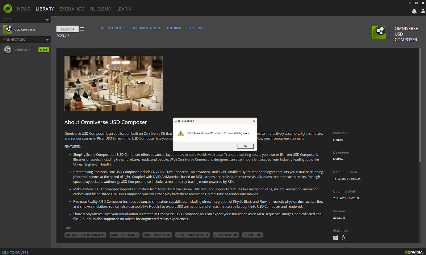 Failed to create GPU for compatibility mode - Core Platform - NVIDIA Developer Forums