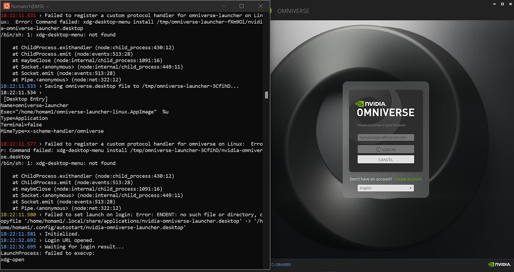 Omniverse installation not logging in on wsl2 ubuntu - General Discussion - NVIDIA Developer Forums