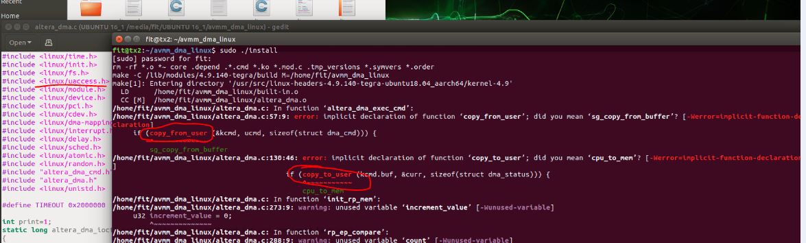 PCIe Driver Error: copy_to_user, implicit error - Jetson TX2 - NVIDIA Developer Forums