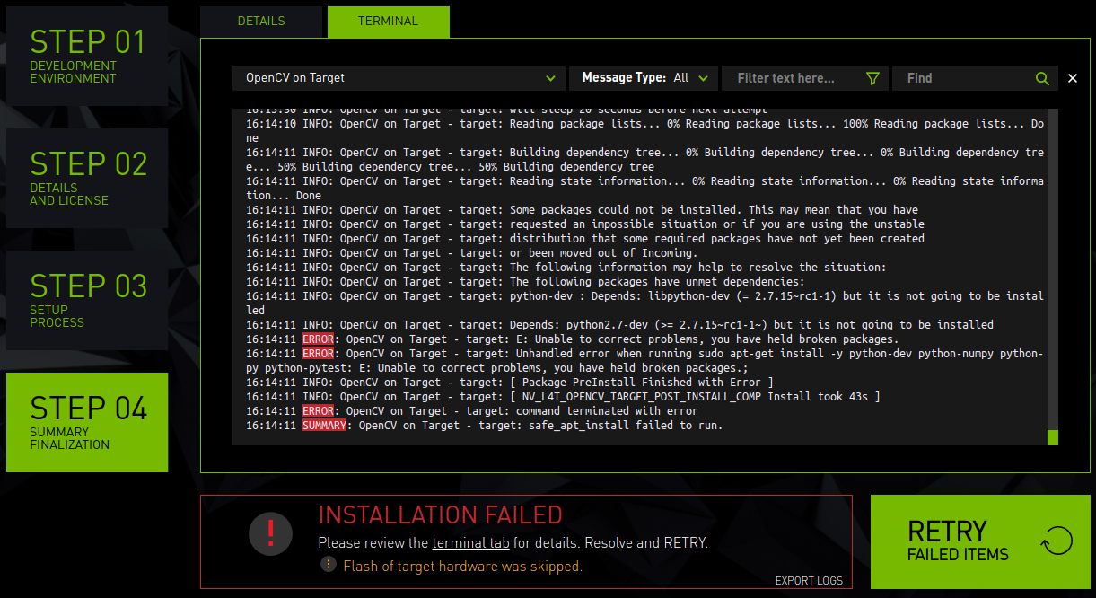 Computervision Installation Failed On Target Jetson Tx2 Nvidia