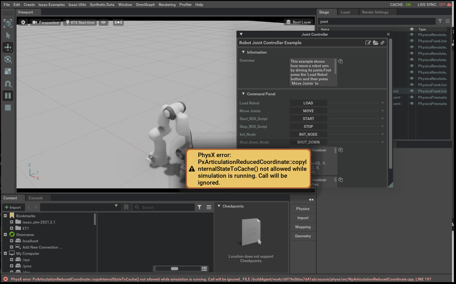 Physx Error Occurs When I Move Joint With Efforts Control And Ros