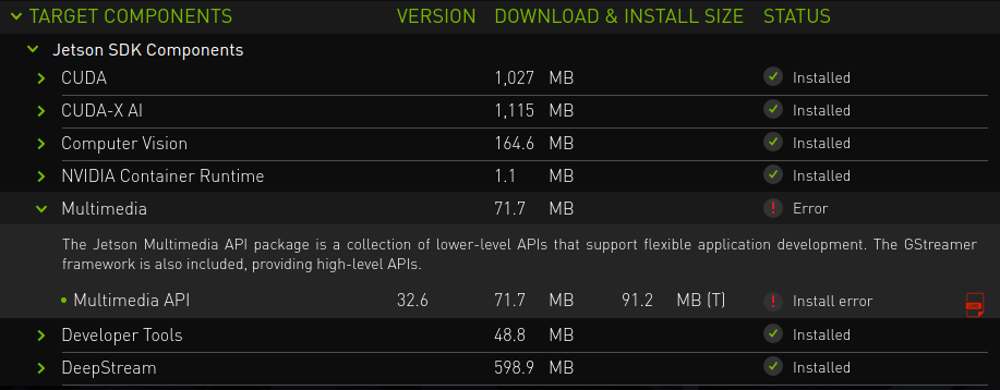 SDK Manager Can't install Multimedia API - Jetson AGX Xavier - NVIDIA ...