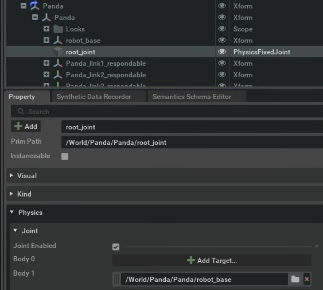 Failed to fix the robot with a 'root_joint' when starting simulation - Isaac Sim - NVIDIA ...