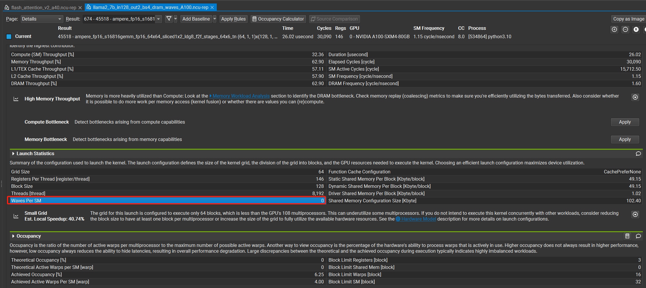 Why do some kernels have 0 blocks per SM, especially gemm related ones ...