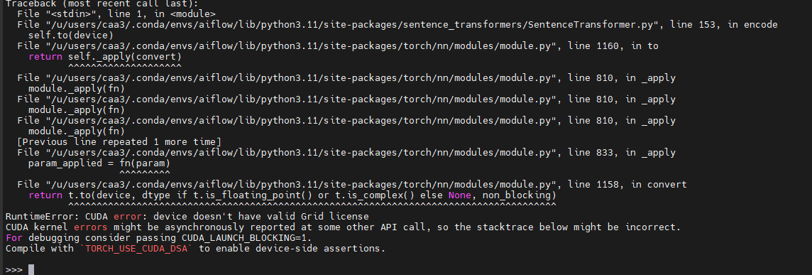 RuntimeError : CUDA error: device doesn't have valid Grid License ... RuntimeError : CUDA error: device doesn't have valid Grid License ...