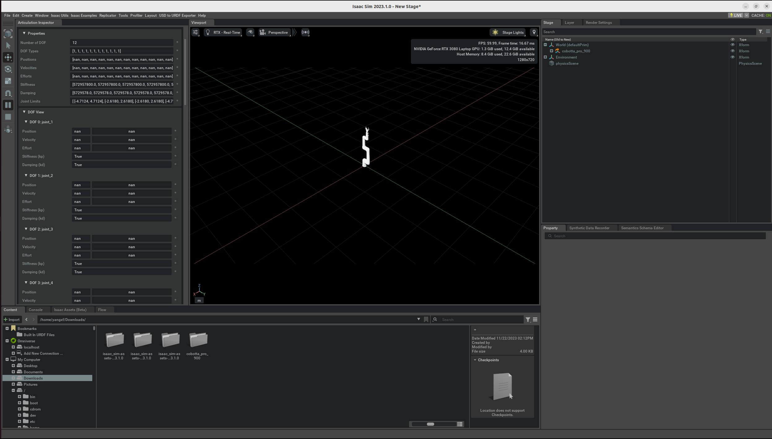 DOF View errors when import cobotta_pro_900.urdf - Isaac Sim - NVIDIA Developer Forums