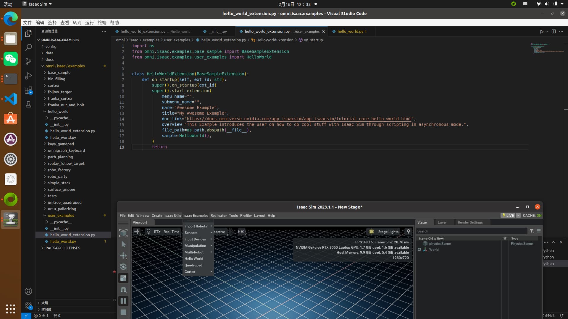 Unable To Find Awesome Examples After Adding Userexamples Isaac Sim Nvidia Developer Forums
