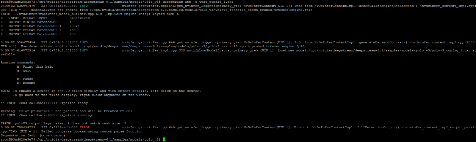 YOLO v3 .engine.fp16 layer mismatch in deepStream inferencing - DeepStream SDK - NVIDIA ...