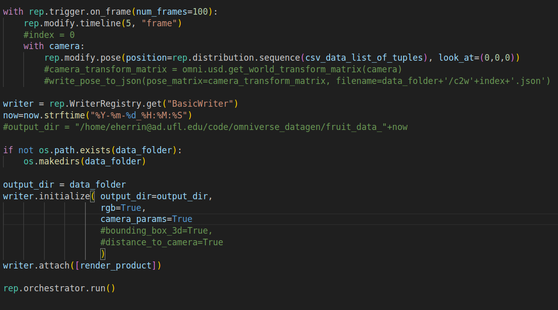 Not generating correct c2w poses using replicator and BasicWriter for creating neural radiance ...