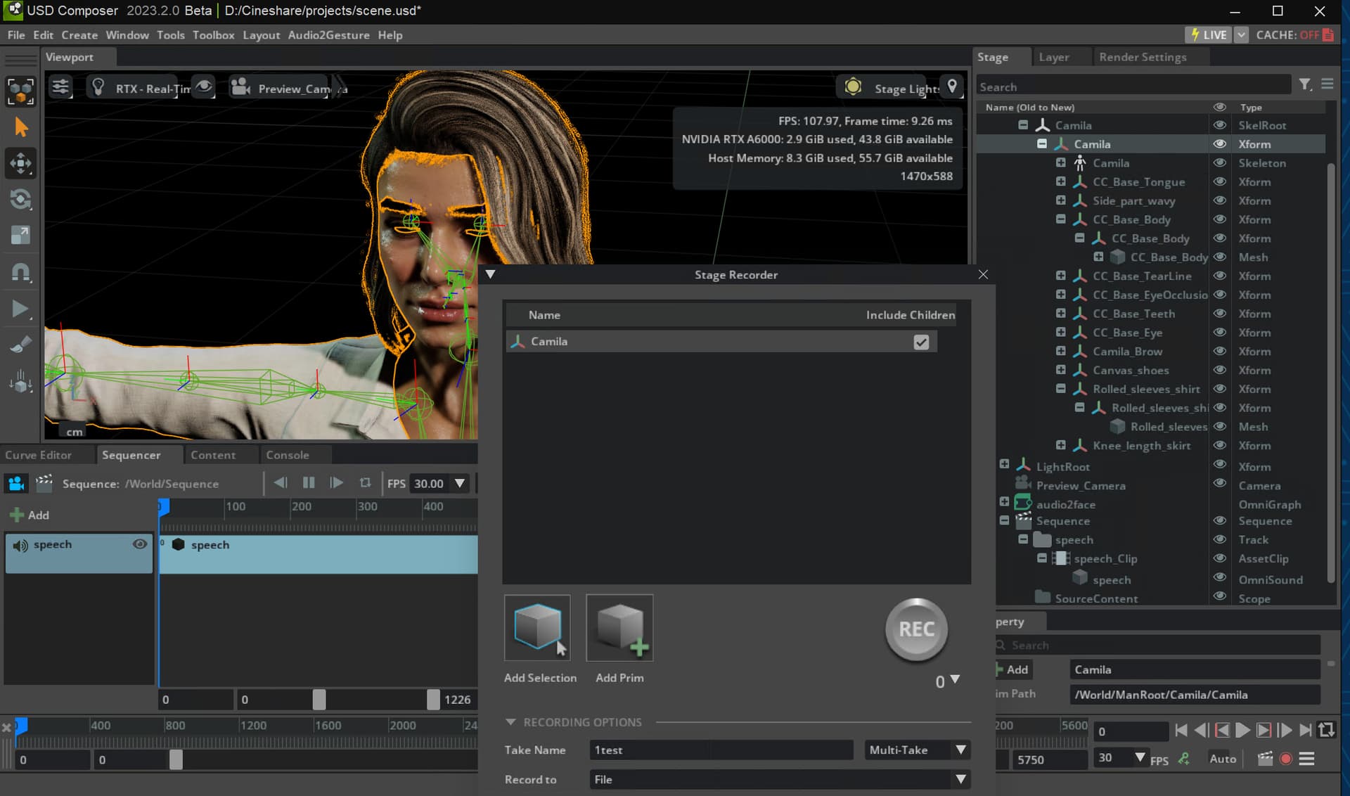 Can I use stage recorder to export a2f? - Audio2Face (closed) - NVIDIA Developer Forums