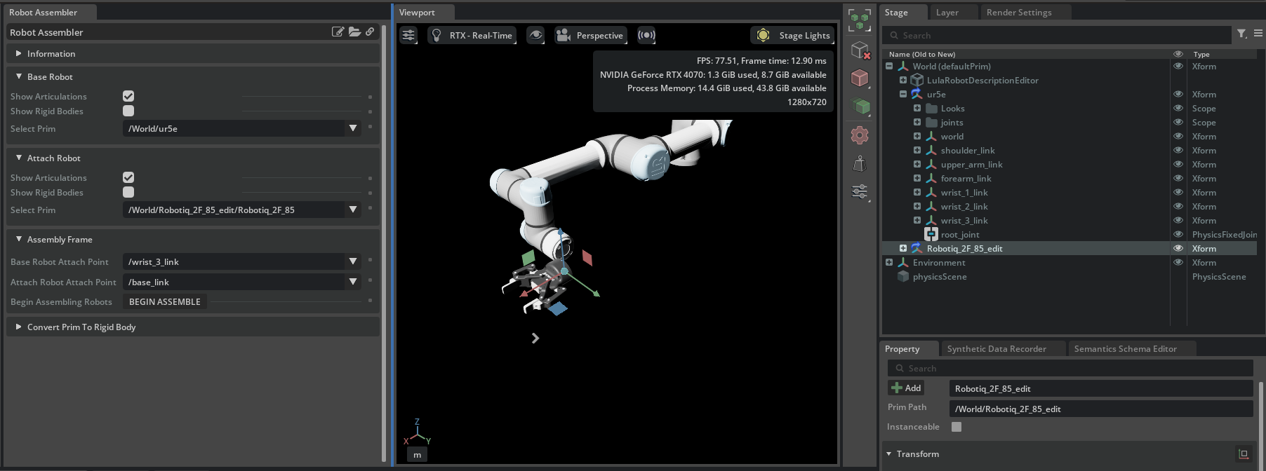 How to assemble UR5e and Robotiq hand? - Isaac Sim - NVIDIA Developer Forums