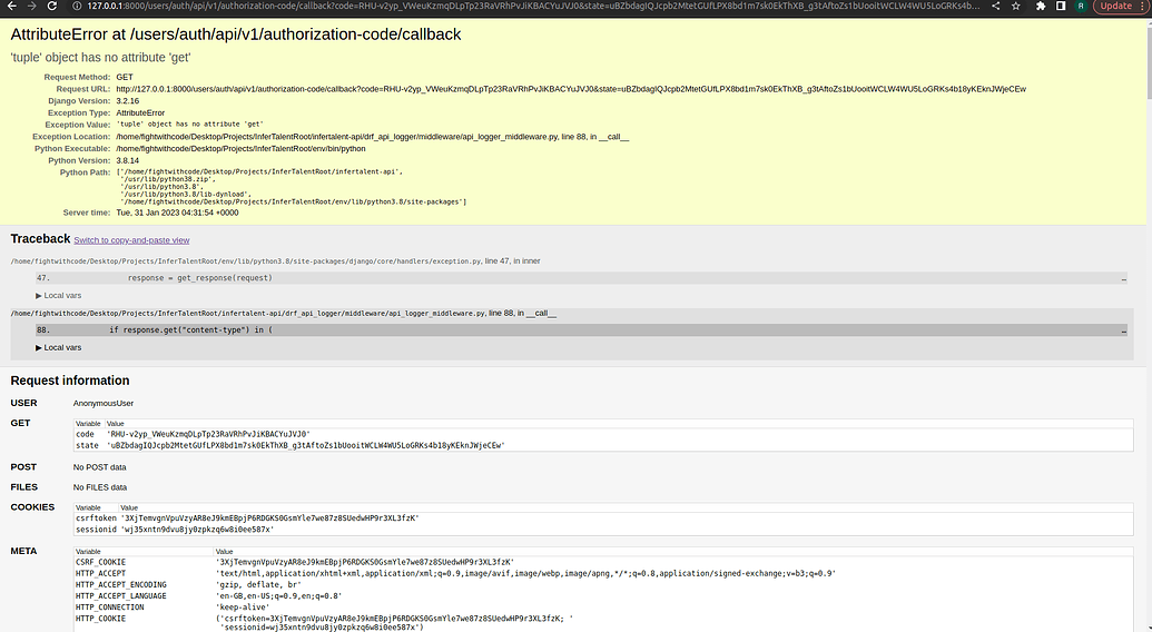 AttributeError at authorization-code/callback - Questions - Okta Developer Community