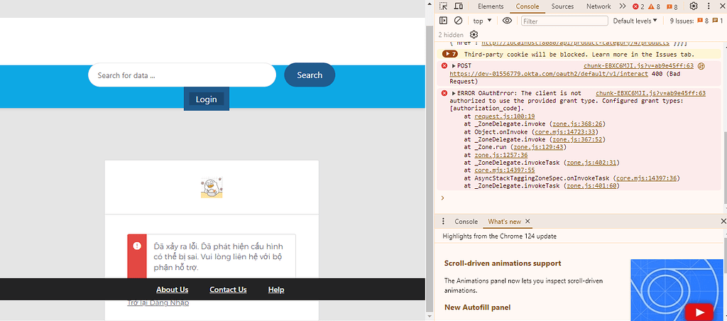 OAuthError: The client is not authorized to use the provided grant type. Configured grant types ...