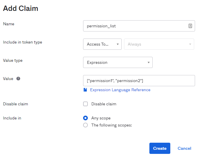 Create A Static List Of Claims For An App ions Okta Developer
