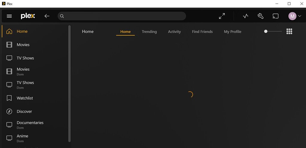 Home tab won't load across weband desktop app (Windows) - Desktops & Laptops - Plex Forum