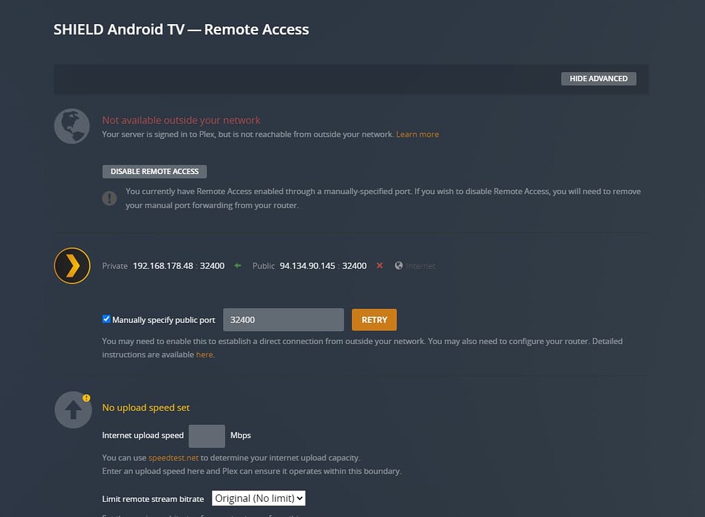 How to enable remote access / port forwarding - Remote Access - Plex Forum