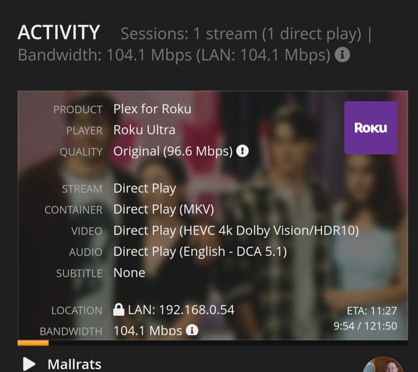Not Enough Bandwidth error on wired gigabit LAN network, Roku Ultra client - Desktops & Laptops ...