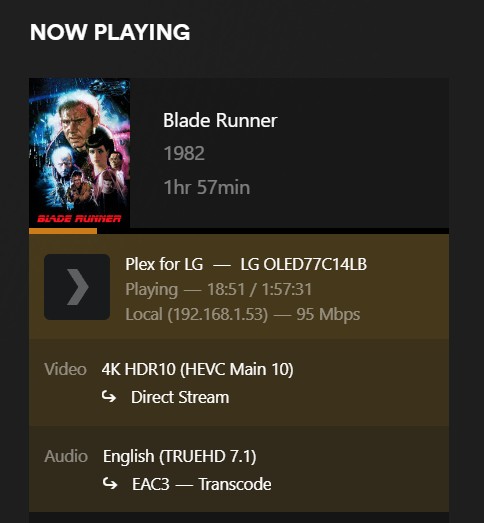 LG webOS Plex client reports Lossless EAC3 7.1 support but only outputs ...