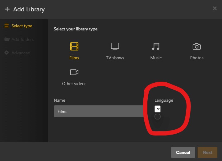 Cannot add library, language dropdown not appearing - Plex Media Server - Plex Forum