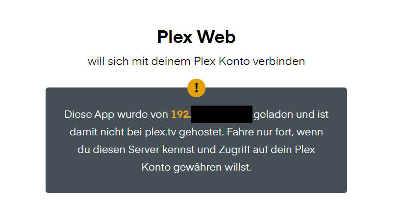 IP problems and security alarm when connecting plex media server with ...
