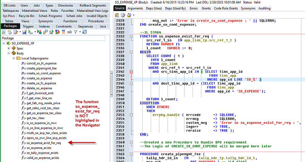 Schema Browser Toad Beta 17 Navigator Not Highlighting The Current Code Toad For Oracle