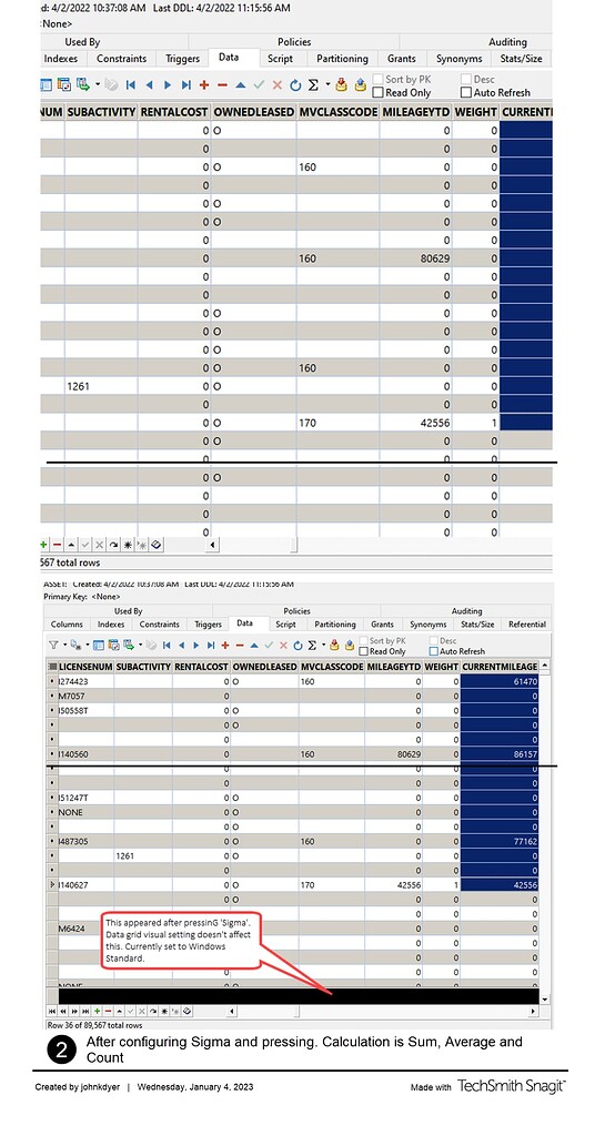 Sigma Totals Show In Query Data Grid Not Sb Data Toad For Oracle And Devops Toolkit Toad