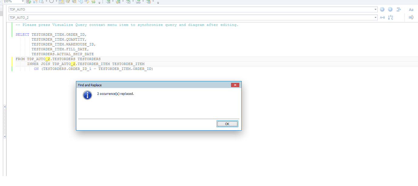 Change schema in Query Builder - Toad Data Point & Toad Intelligence ...