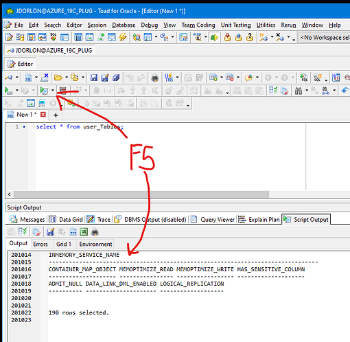 Editor F5 Execute As Script Vs F9 Executecompile Toad For Oracle And Devops Toolkit Toad