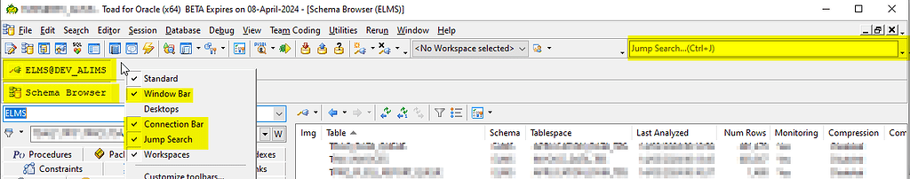 Tool Bar Configuration Not Being Saved when Existing TOAD Beta (17.1. ...