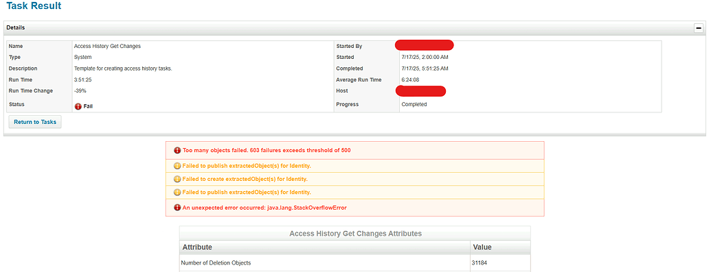 Access History task failing to publish more than 500 objects - IIQ Discussion and Questions ...