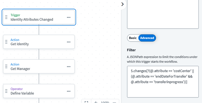 Trigger type identity attribute, with filter two conditions - ISC ...