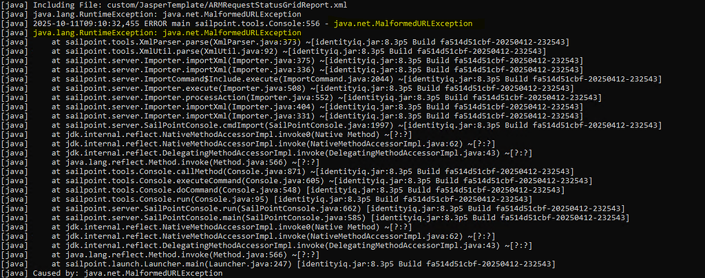 SSB Deployment – java.net.MalformedURLException when importing JasperTemplate via import-custom ...