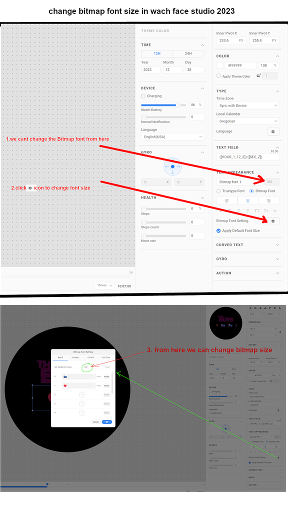 Bitmap font size in watch face studio Dec 2023 - Watch Face Studio ...