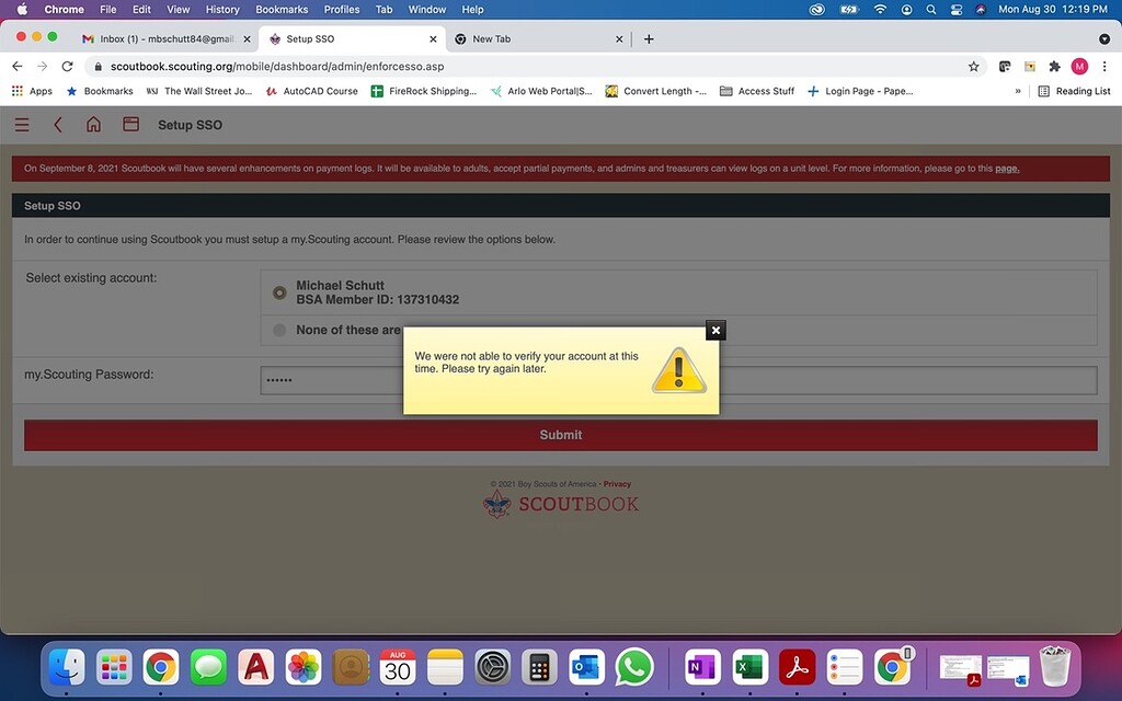 Verification issue - Using Scoutbook & Scoutbook Plus - Scouting Forums