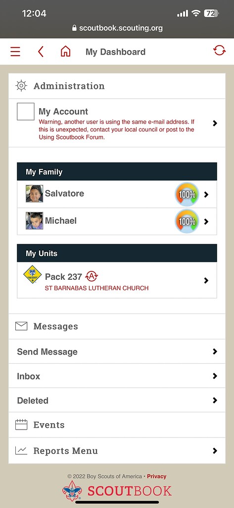 Another user using email error - Using Scoutbook & Scoutbook Plus - Scouting Forums