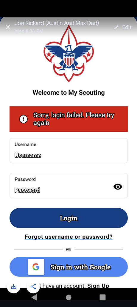 New leader cannot make user in myscouting app - MyScouting Mobile App ...